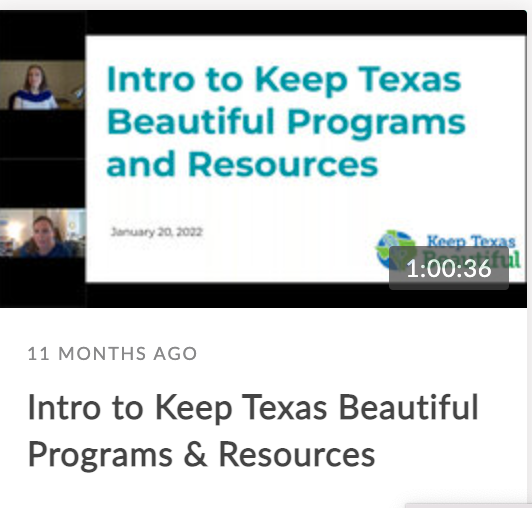 Education - Keep Texas Beautiful